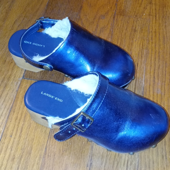 Lands' End | Shoes | Vintage Lands End Shiny Purple Clogs With Fur ...